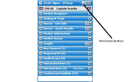 Main Info Bar showing all windows, rolled up