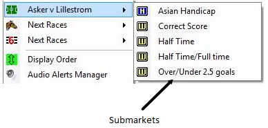 Right click options for the Main Info Bar showing Event Specific Menu