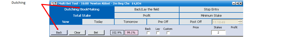 The Multi Bet tool allows for the placing of multiple bets ...